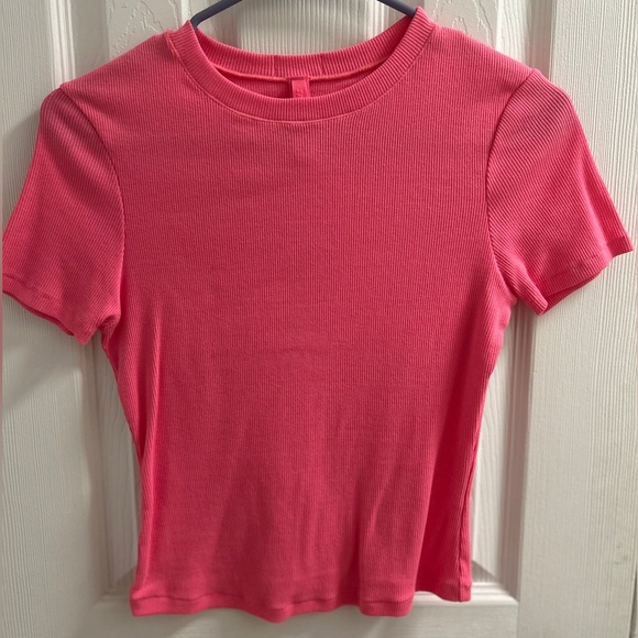 SKIMS | Tops | Nwot Skims Sugar Pink Ribbed Tee | Poshmark